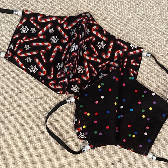 Hand Crafted | Accessories | Christmas Candy Cane Face Mask Snowflake ...